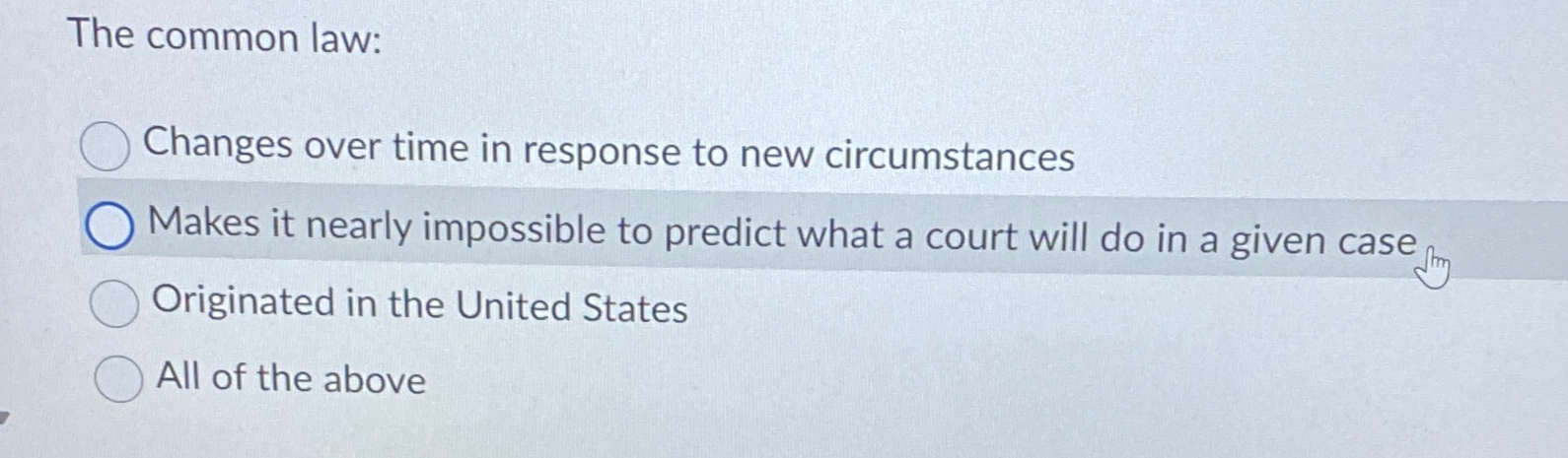 Solved The common law:Changes over time in response to new | Chegg.com