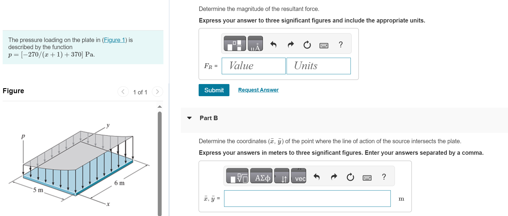 Solved The pressure loading on the plate in (Figure 1) | Chegg.com