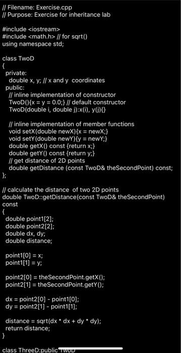 Solved 5. Lab Exercise -- C++ Inheritance Question 1 - | Chegg.com