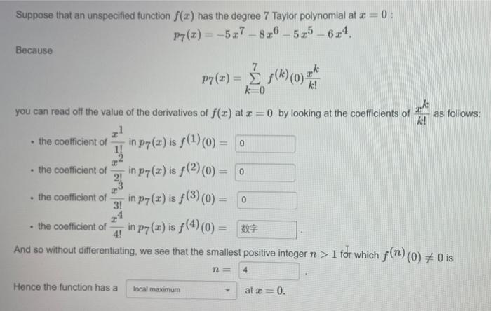 Solved 7 } . Suppose that an unspecified function f(x) has | Chegg.com