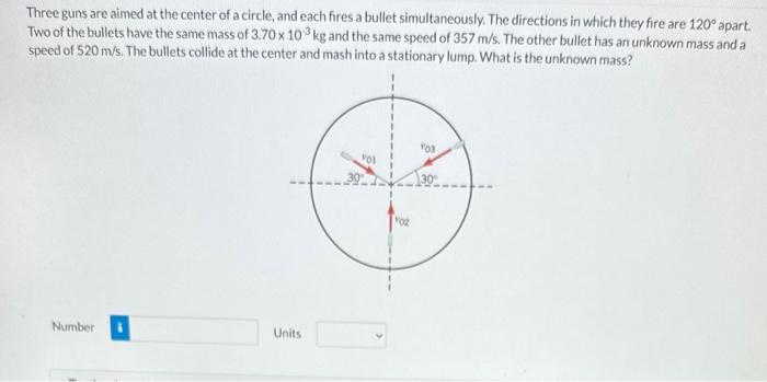 Solved Three guns are aimed at the center of a circle, and | Chegg.com