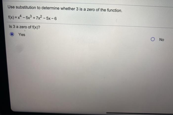 Solved Use substitution to determine whether 3 is a zero of | Chegg.com