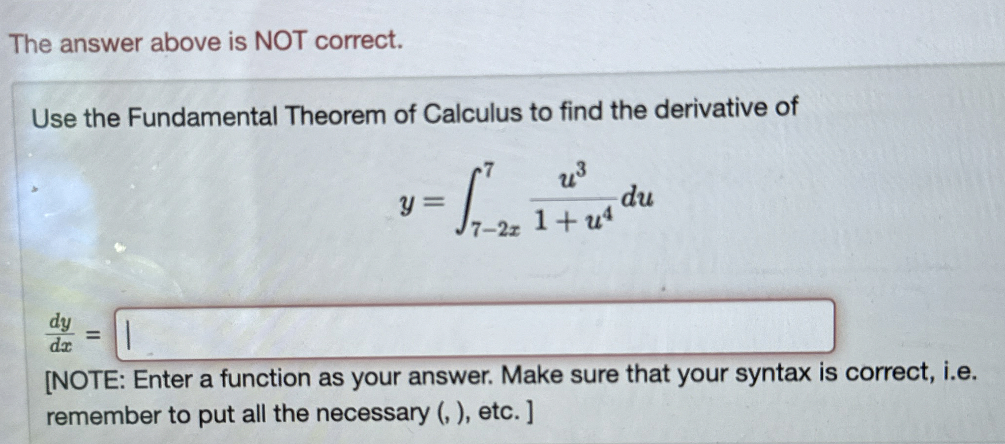 Solved The answer above is NOT correct.Use the Fundamental | Chegg.com