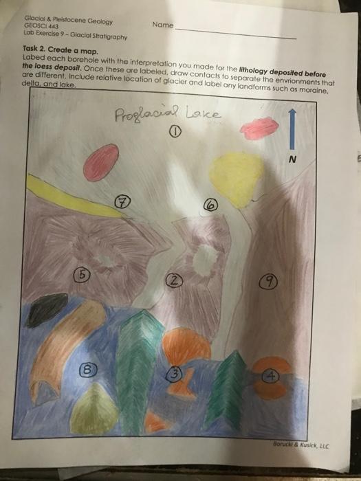 THIS A GLACIAL LANDFORM MAPThe ice move from S-N. | Chegg.com