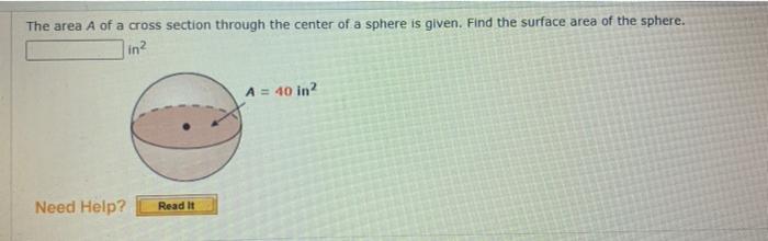 Solved The area A of a cross section through the center of a | Chegg.com