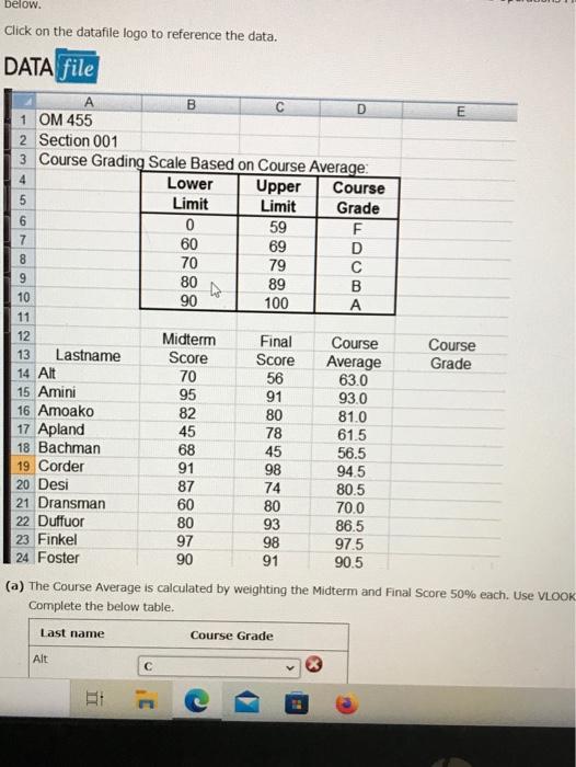 Solved below. Click on the datafile logo to reference the | Chegg.com