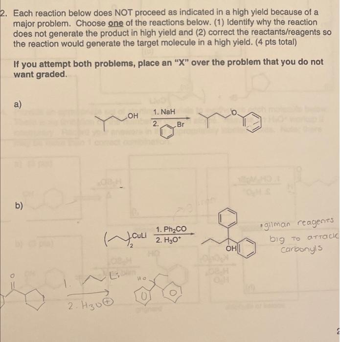 Solved 2. Each reaction below does NOT proceed as indicated | Chegg.com
