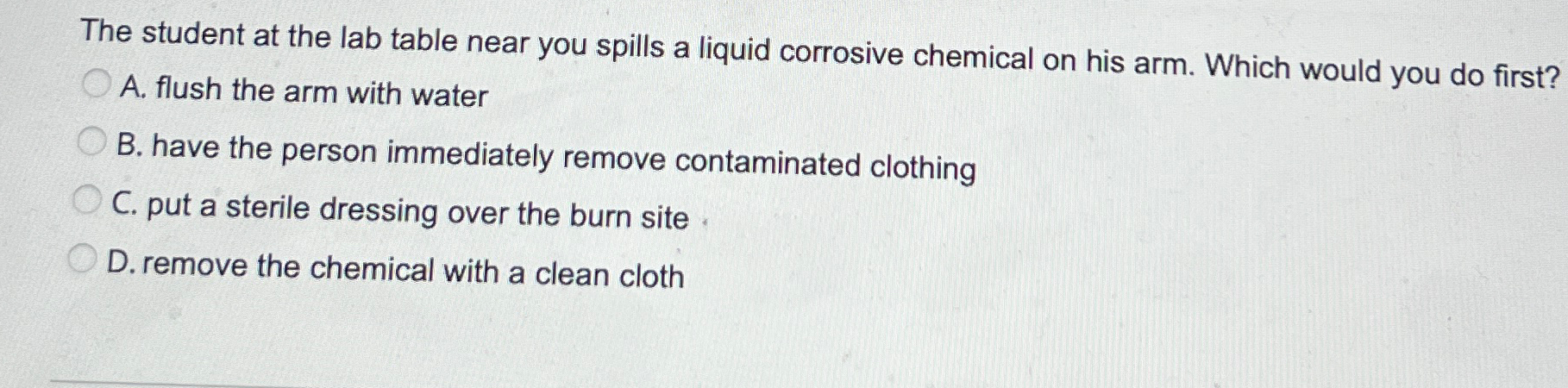 Solved The student at the lab table near you spills a liquid | Chegg.com