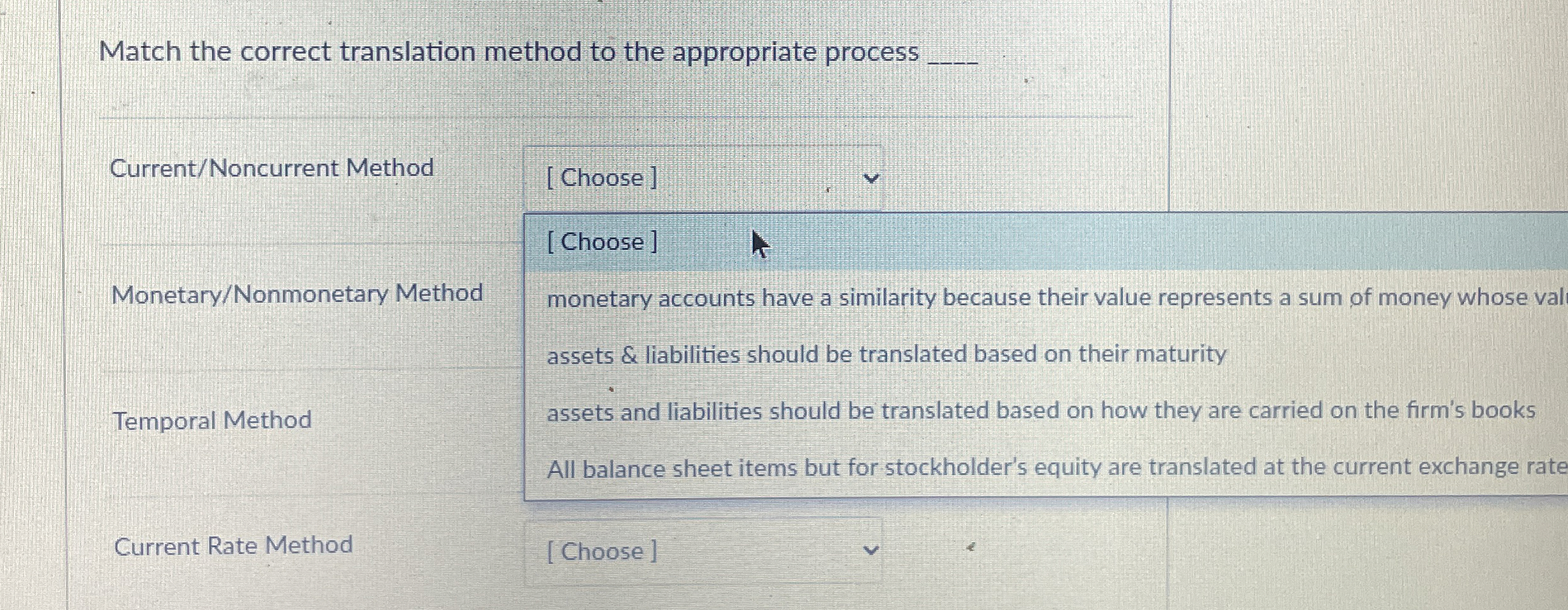 Solved Match the correct translation method to the | Chegg.com