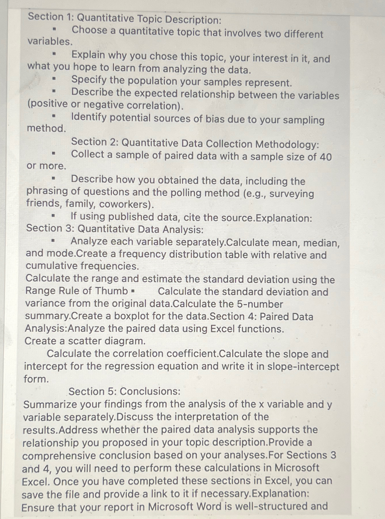 Solved helpSection 1: Quantitative Topic Description:Choose | Chegg.com
