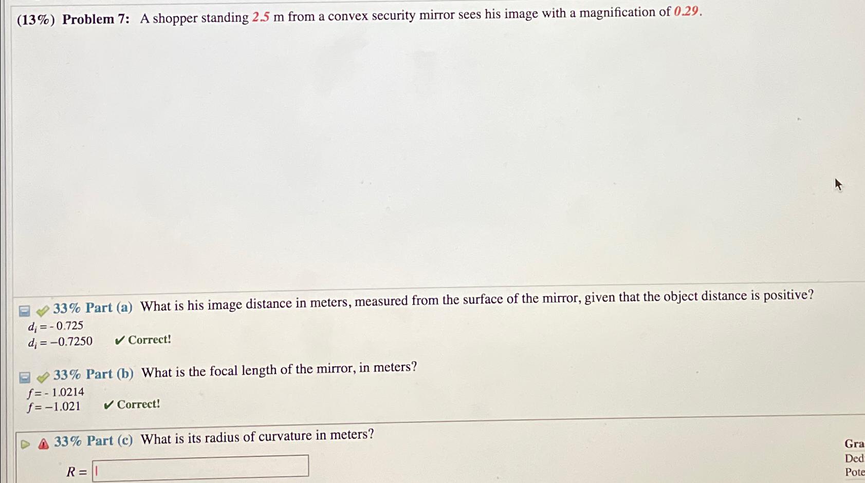 Solved (13%) Problem 7: A shopper standing 2.5m from a | Chegg.com