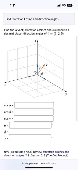 Solved Find Direction Cosine and direction angles Find the | Chegg.com