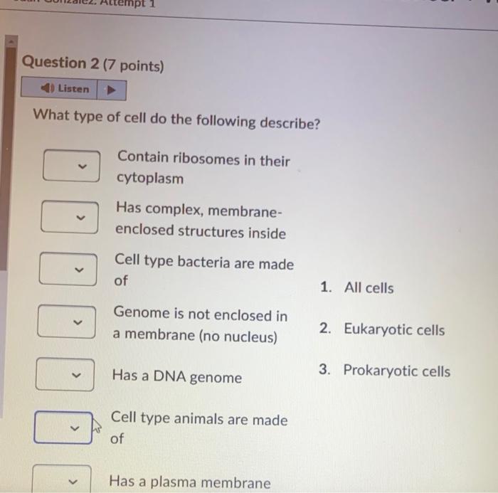 Solved What type of cell do the following describe? Contain | Chegg.com