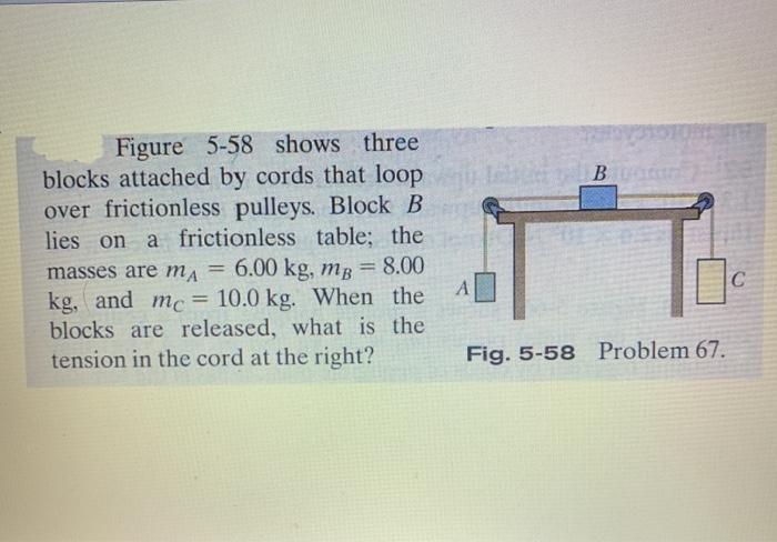 Solved B Figure 5-58 shows three blocks attached by cords | Chegg.com