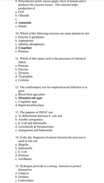 Solved 9. Helicobacter pylori causes peptic ulcer in human | Chegg.com