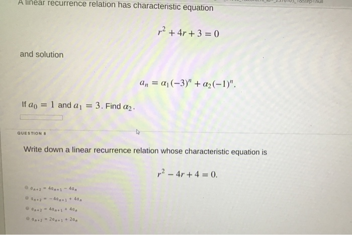 Solved A linear recurrence relation has characteristic | Chegg.com