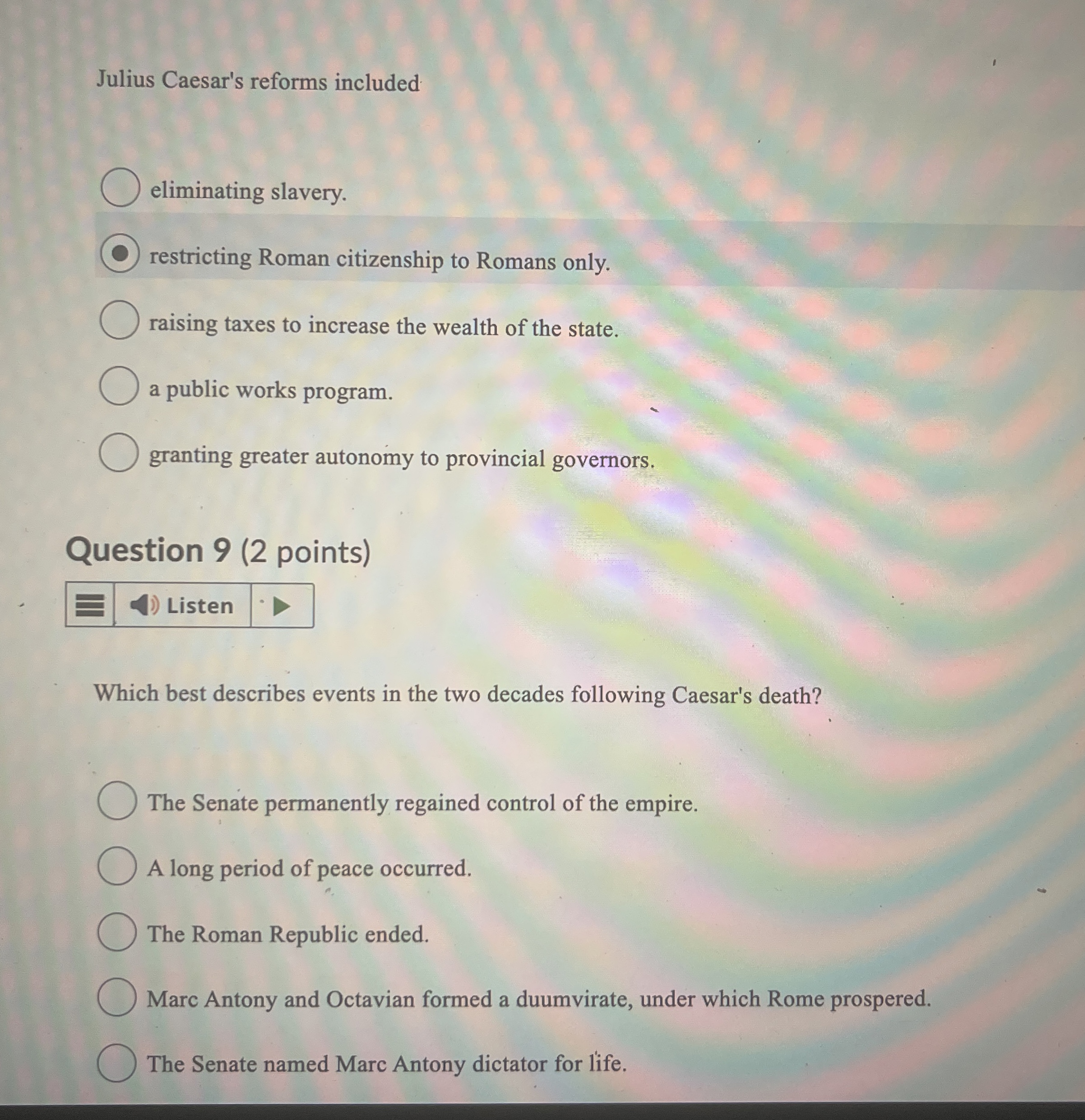 Solved Julius Caesar's reforms includedeliminating | Chegg.com