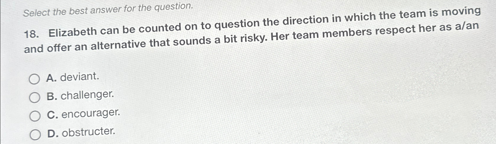 Solved Select the best answer for the question.18. | Chegg.com