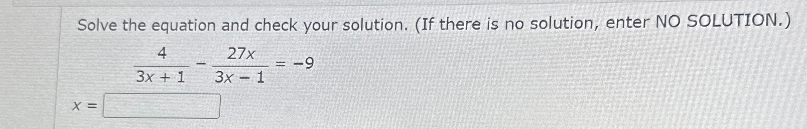 Solved Solve the equation and check your solution. (If there | Chegg.com