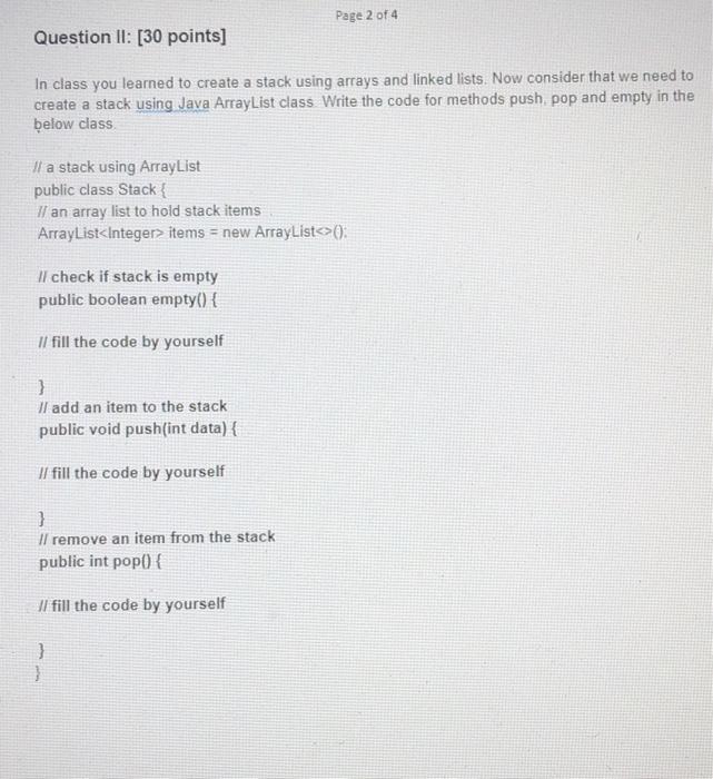 Solved Question II: [30 points] In class you learned to | Chegg.com
