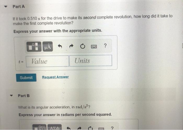 Solved Problem 9.68 A computer disk drive is turned on | Chegg.com