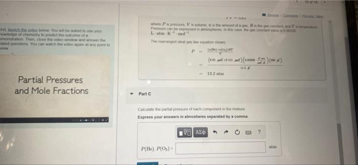 Solved we Worked Example: Partial Pressures and Mole | Chegg.com