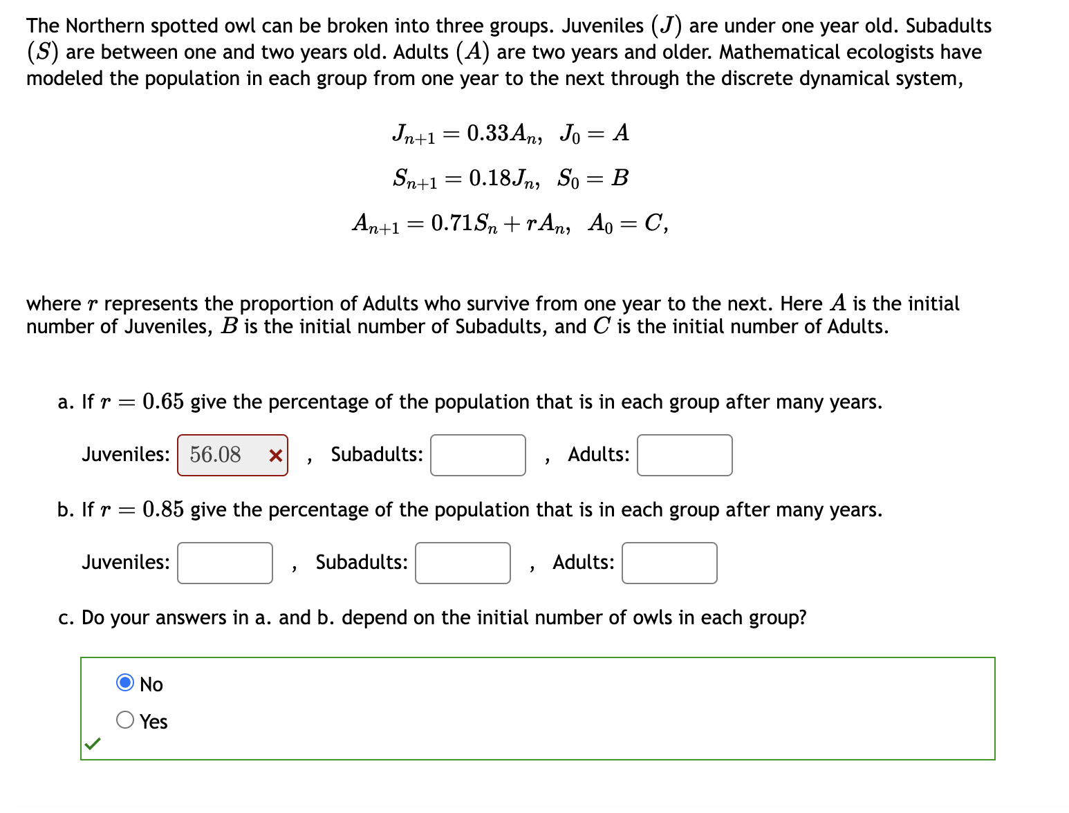 Solved The Northern spotted owl can be broken into three | Chegg.com