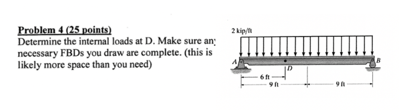 Solved Problem 4 (25 ﻿points)Determine the internal loads at | Chegg.com