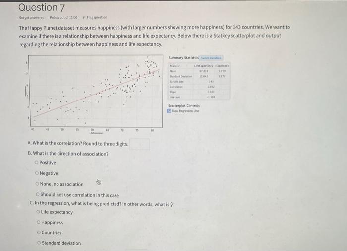 The Happy Planet dataset measures happiness (with | Chegg.com