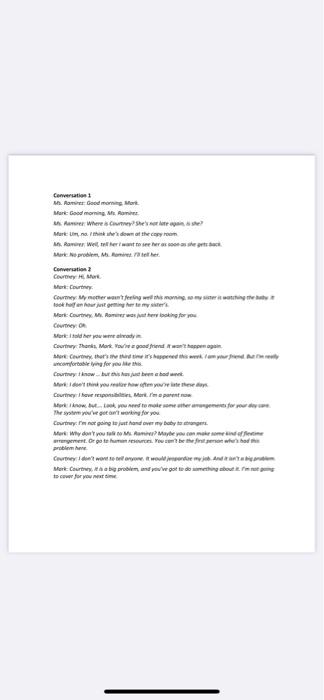 Conversation 1 M. Rome Good morning Mark Mark: Good | Chegg.com