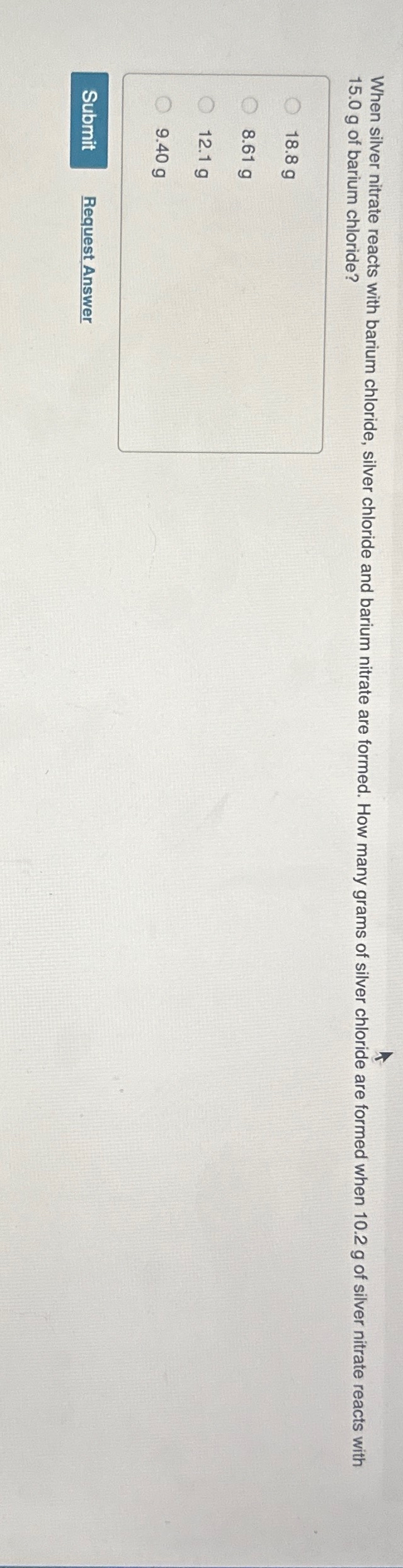 Solved When silver nitrate reacts with barium chloride, | Chegg.com