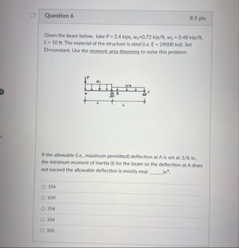 Solved Question 68.5 ﻿ptsGiven the beam below, take | Chegg.com