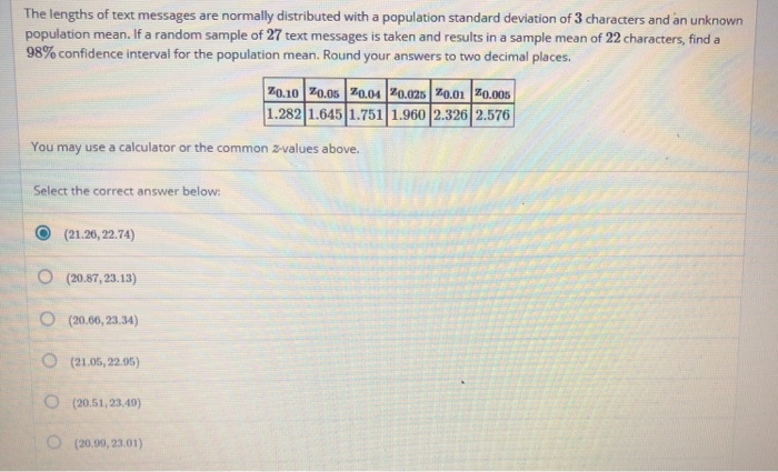 Solved The lengths of text messages are normally distributed | Chegg.com