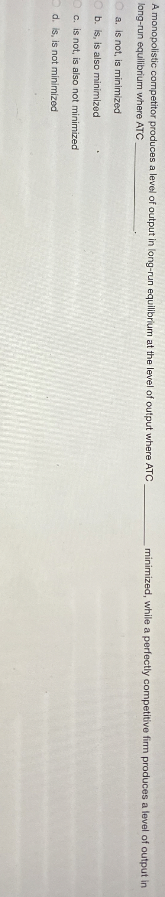 Solved A monopolistic competitor produces a level of output | Chegg.com