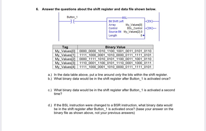 Solved 6. Answer the questions about the shift register and | Chegg.com