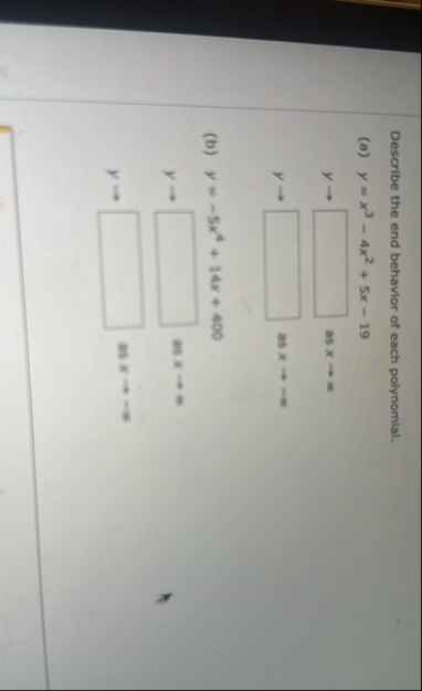 Solved Describe the end behavior of each | Chegg.com
