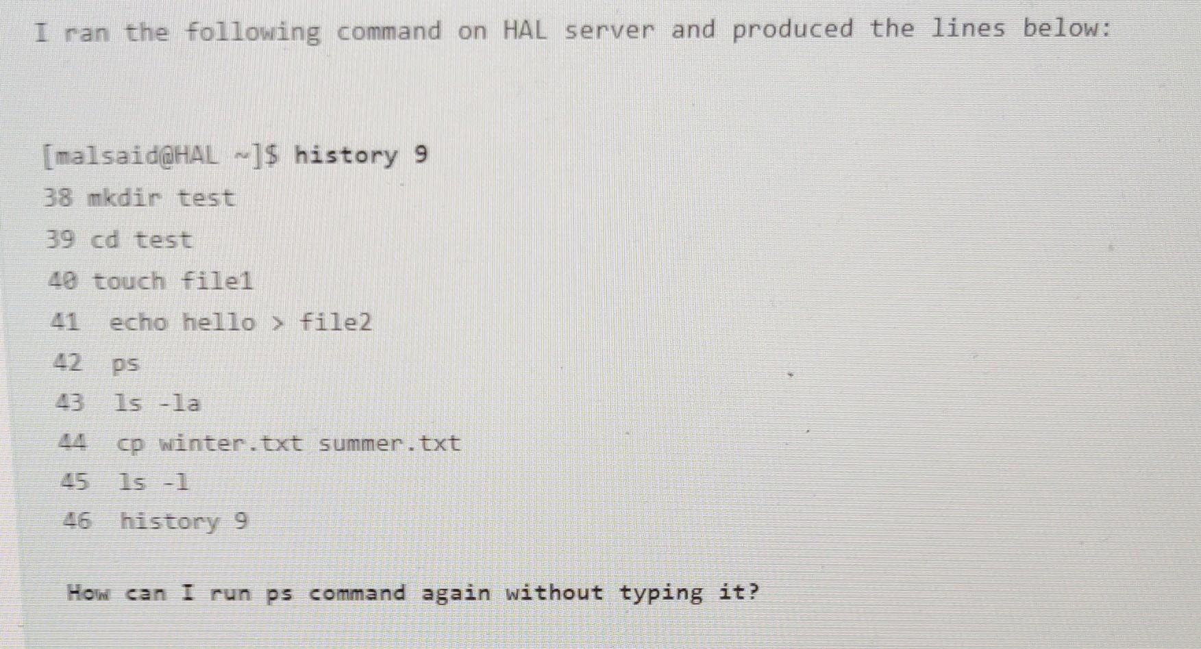 Solved I ran the following command on HAL server and | Chegg.com