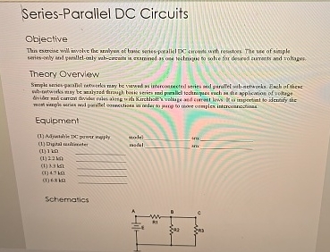 Series-Parallel DC CircuitsObjectiveTheory | Chegg.com