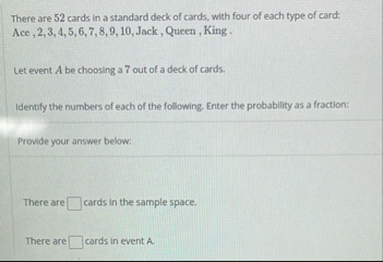 Solved There are 52 ﻿cards in a standard deck of cards, with | Chegg.com