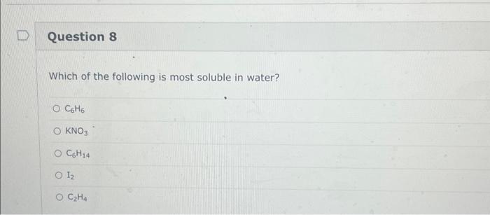 Solved Which of the following is most soluble in water? \\( | Chegg.com