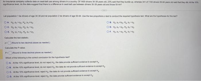 Solved A. H0:P1=P2,H2+P1+P2 B. H0:P1 =P2,Ha:P1=P2 C. | Chegg.com