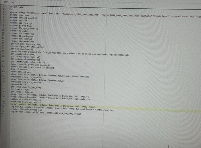 Solved Before I used xtset, I set the following command to | Chegg.com