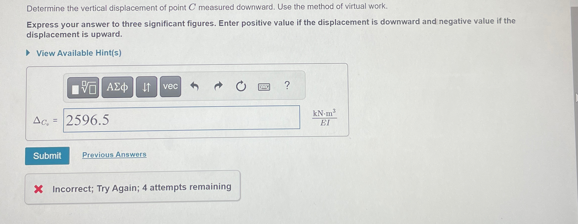 Determine the vertical displacement of point C | Chegg.com