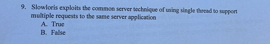 Solved Slowloris exploits the common server technique of | Chegg.com