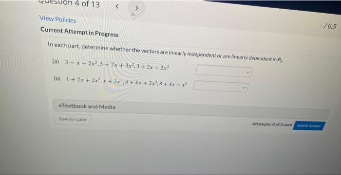 Solved In each part, determine whether the vectors are | Chegg.com