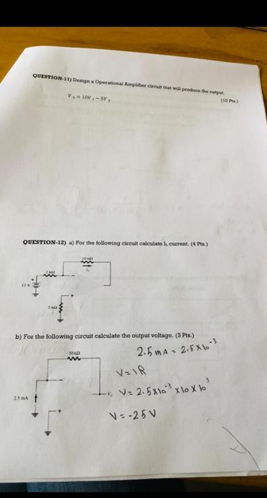 Solved OUESTION-11) ﻿Desiga a Operational Amptioier eirewit | Chegg.com