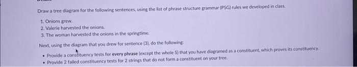 Draw a tree diagram for the following sentences, | Chegg.com