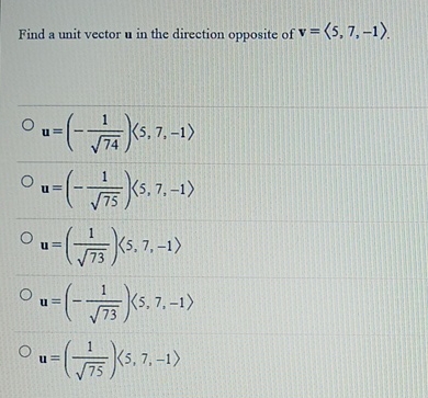 Solved Find a unit vector u ﻿in the direction opposite of | Chegg.com