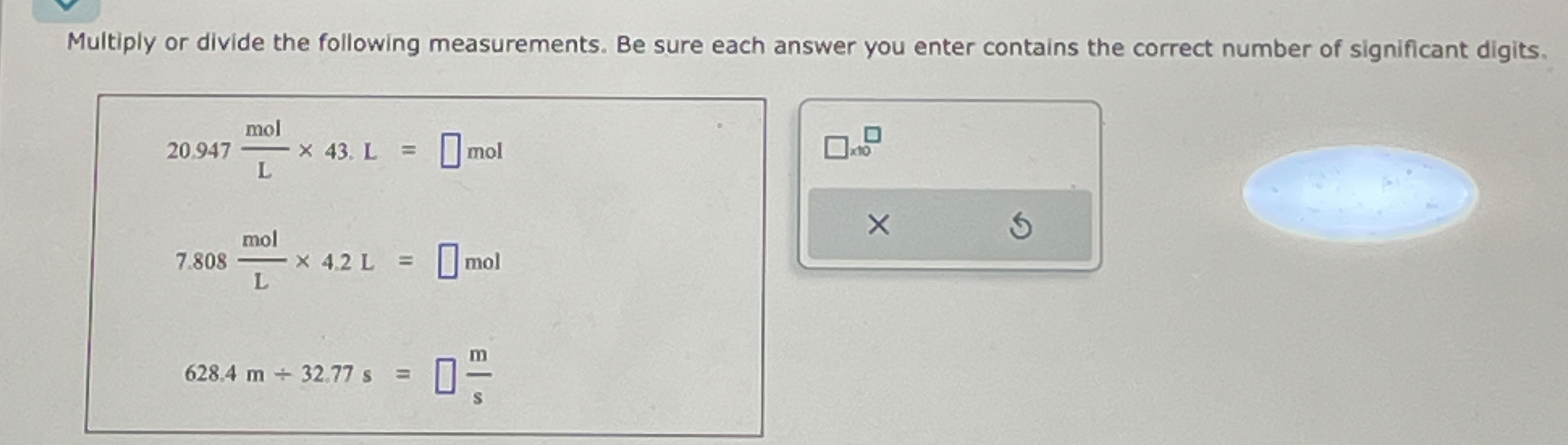 Solved Multiply or divide the following measurements. Be | Chegg.com