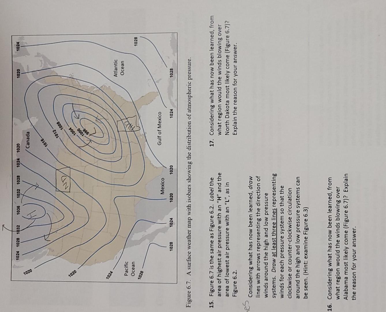 Solved Figure 6.7. A surface weather map with isobars | Chegg.com